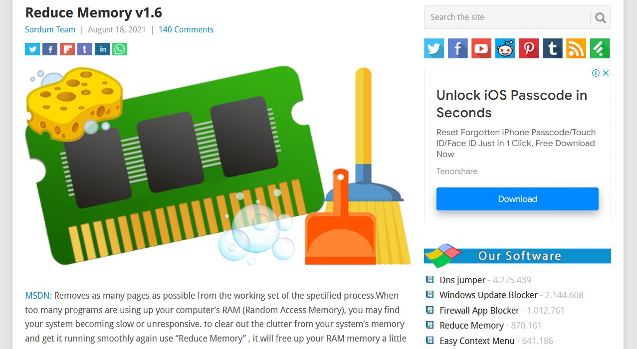 かんたん操作でメモリ解放ができるフリーソフト「Reduce Memory」 | ゆずゆろぐ。